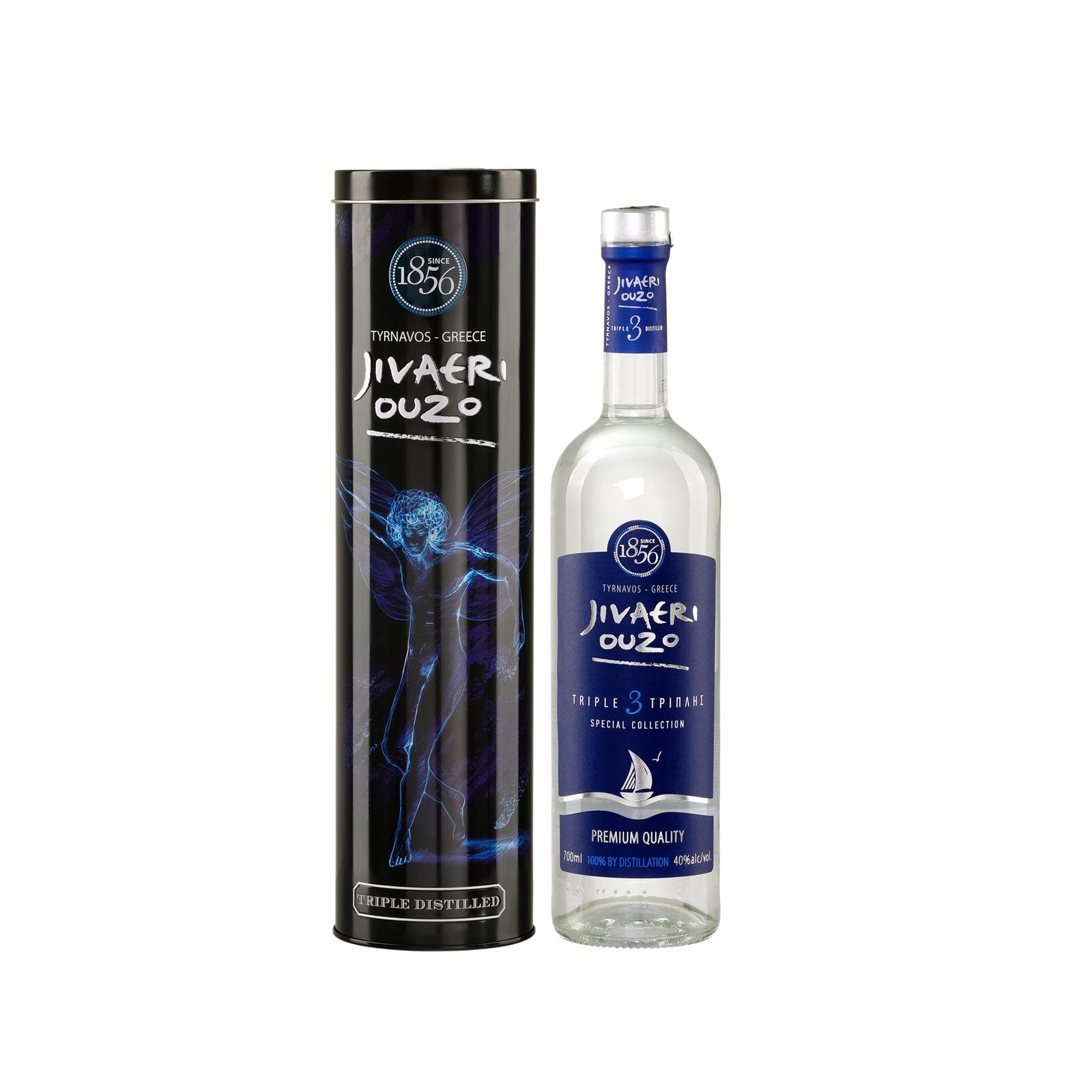 Ouzo Jivaeri Special Collection mit Alu-Geschenkbox 40% 0,7l Katsaros