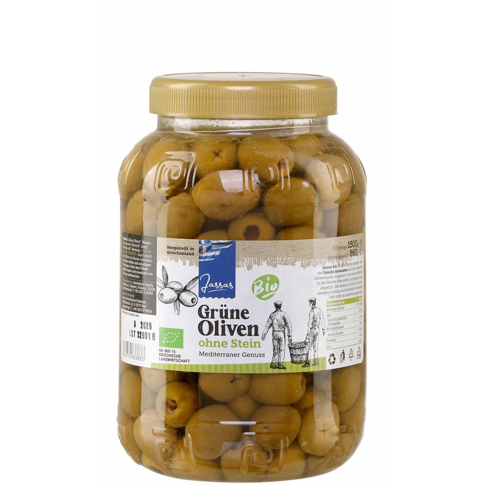 Bio Grüne Oliven ohne Stein 860g Jassas GR-BIO-15 bei Jassas kaufen, 11 ...