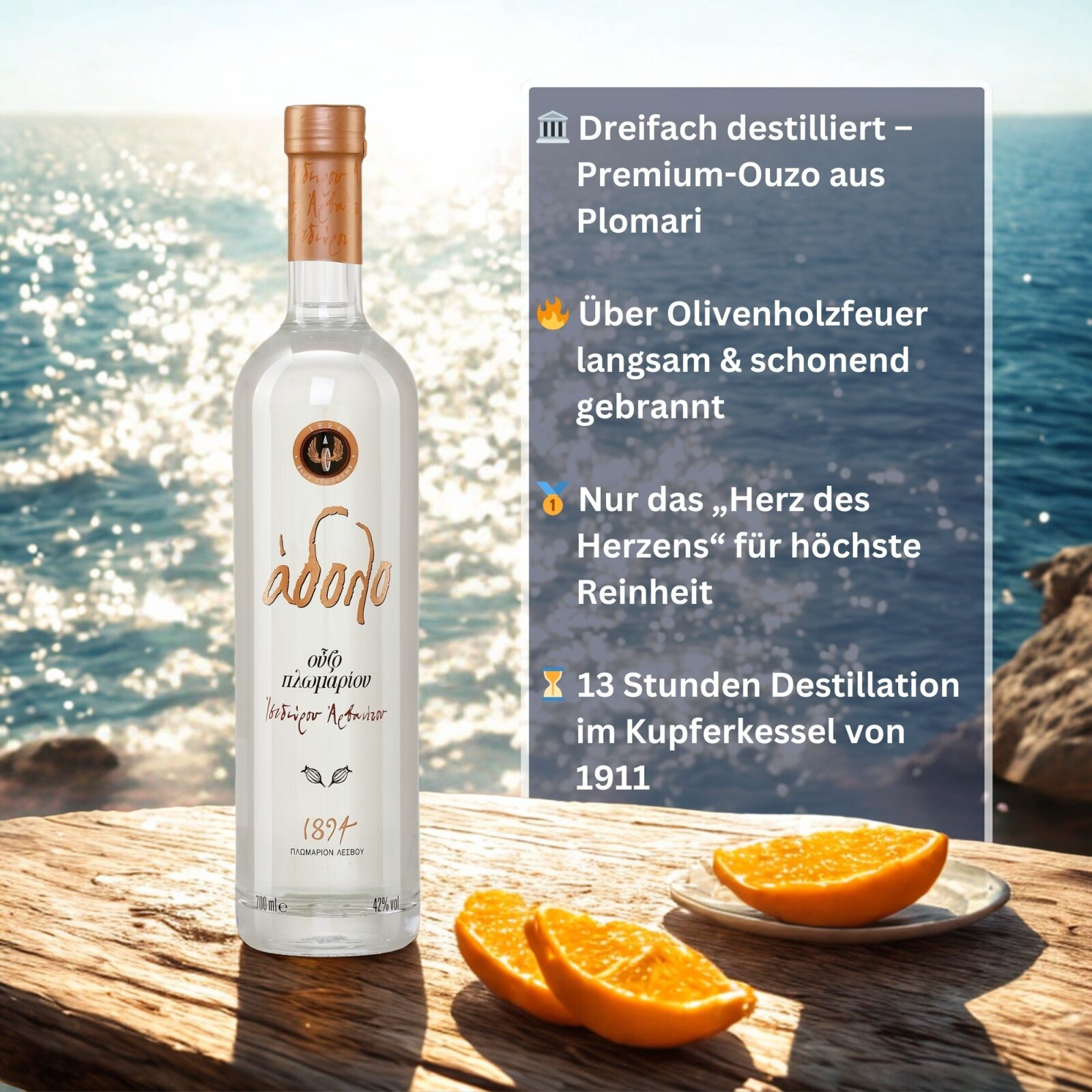 Ouzo Adolo 42% 0,7l I. Arvanitis bei Jassas kaufen, 18,19